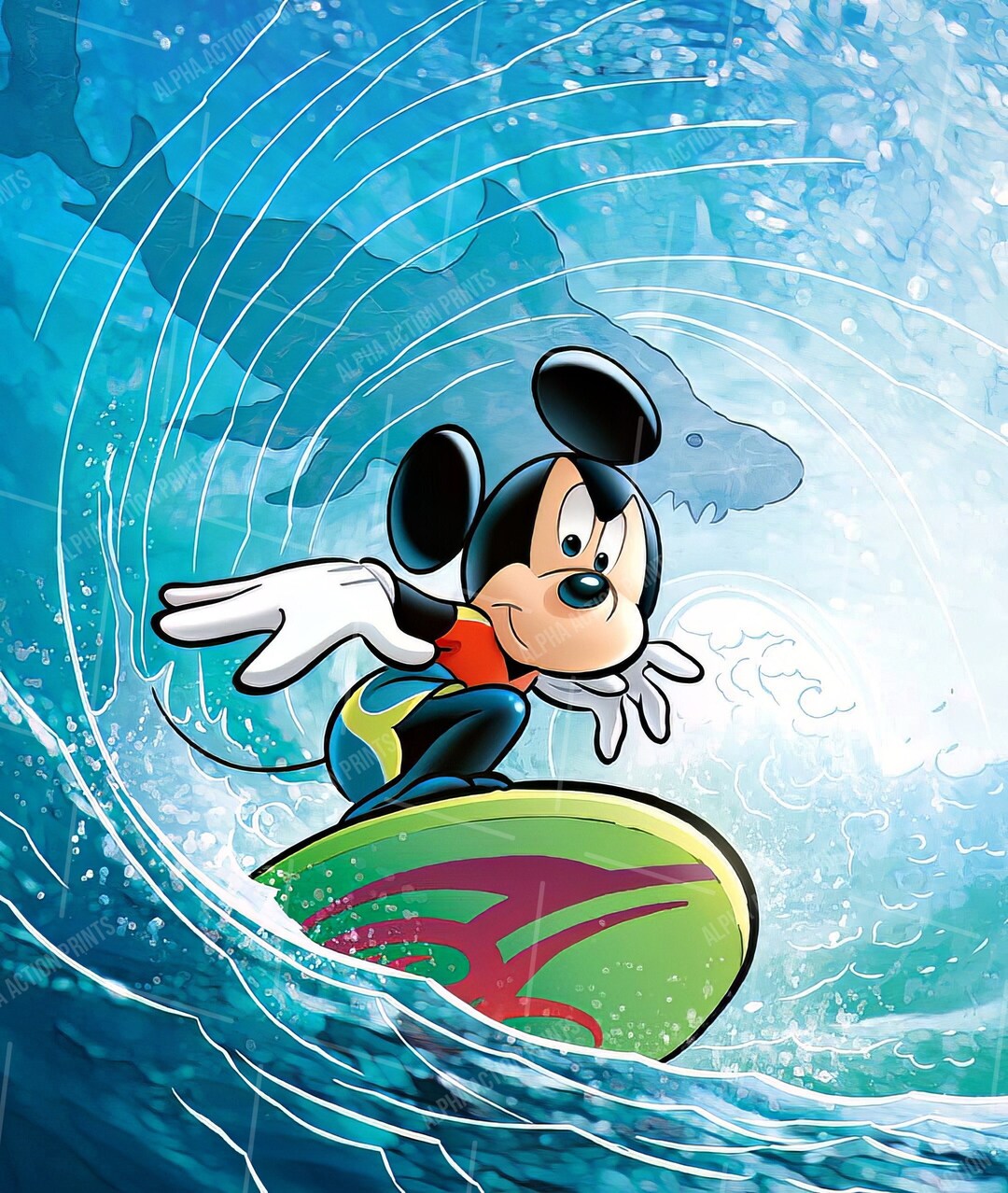 Mickey Mouse Surfing Poster, Disney, Canvas Wrap Wall Art, Baby Room ...