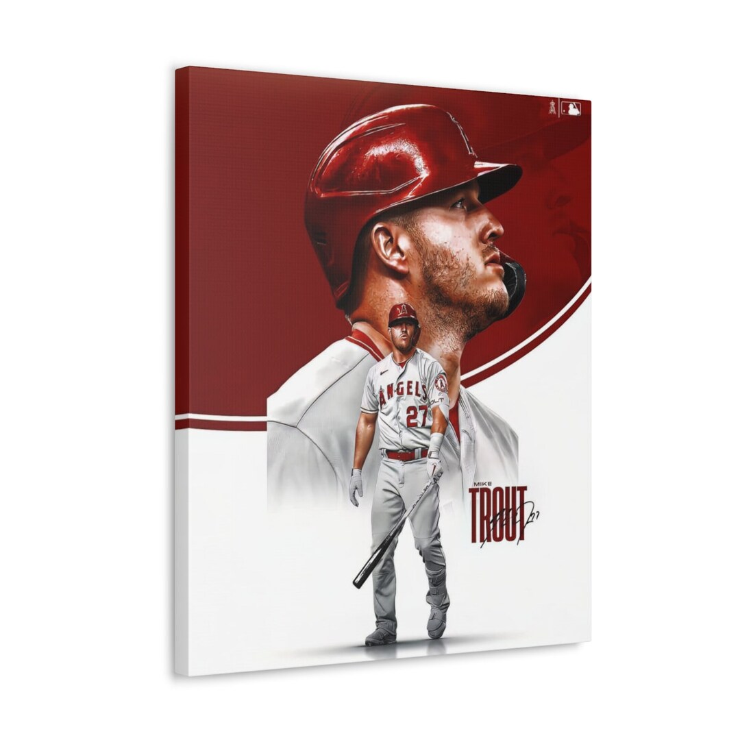 Mike Trout Poster, Los Angeles Angels, Canvas Wrap Wall Art, MLB ...