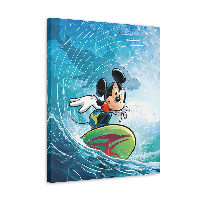Mickey Mouse Surfing Poster, Disney, Canvas Wrap Wall Art, Baby Room ...