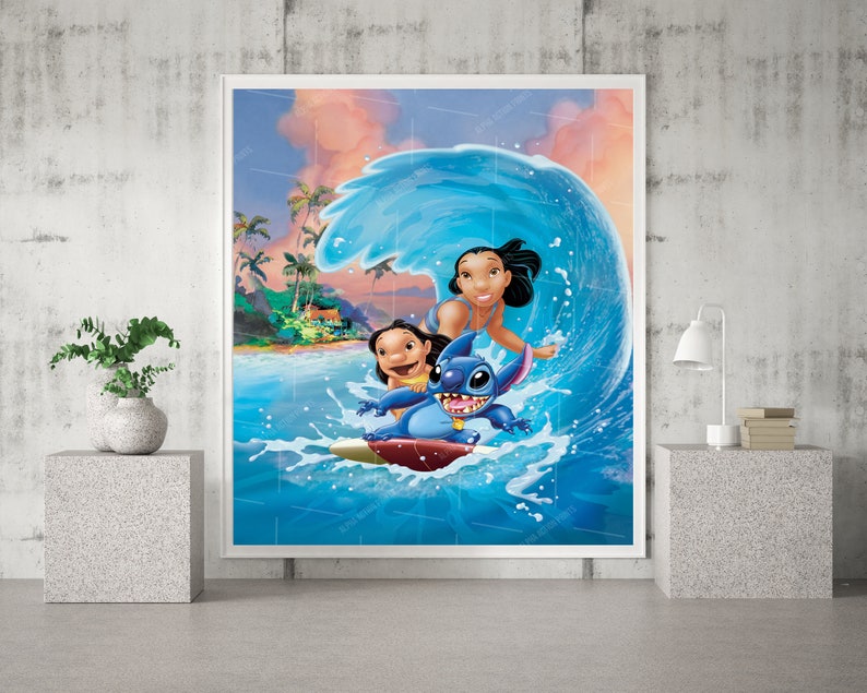 Lilo and Stitch Poster, Disney, Canvas Wrap Wall Art, Baby Room Nursery ...