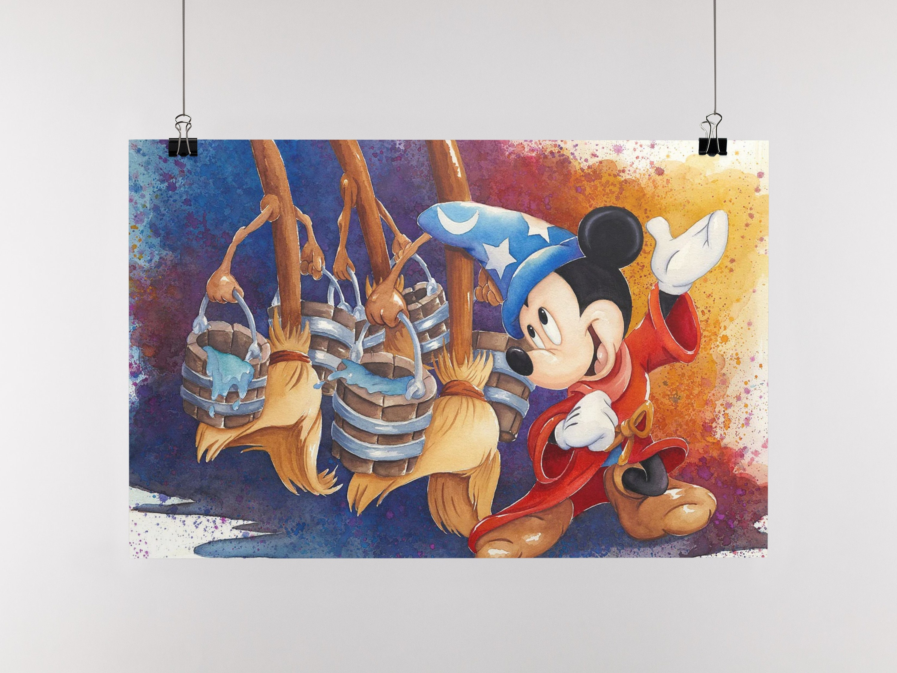 Mickey Mouse Fantasia Poster: Sorcerer's Apprentice, Magical Brooms (24" X 18") - Etsy