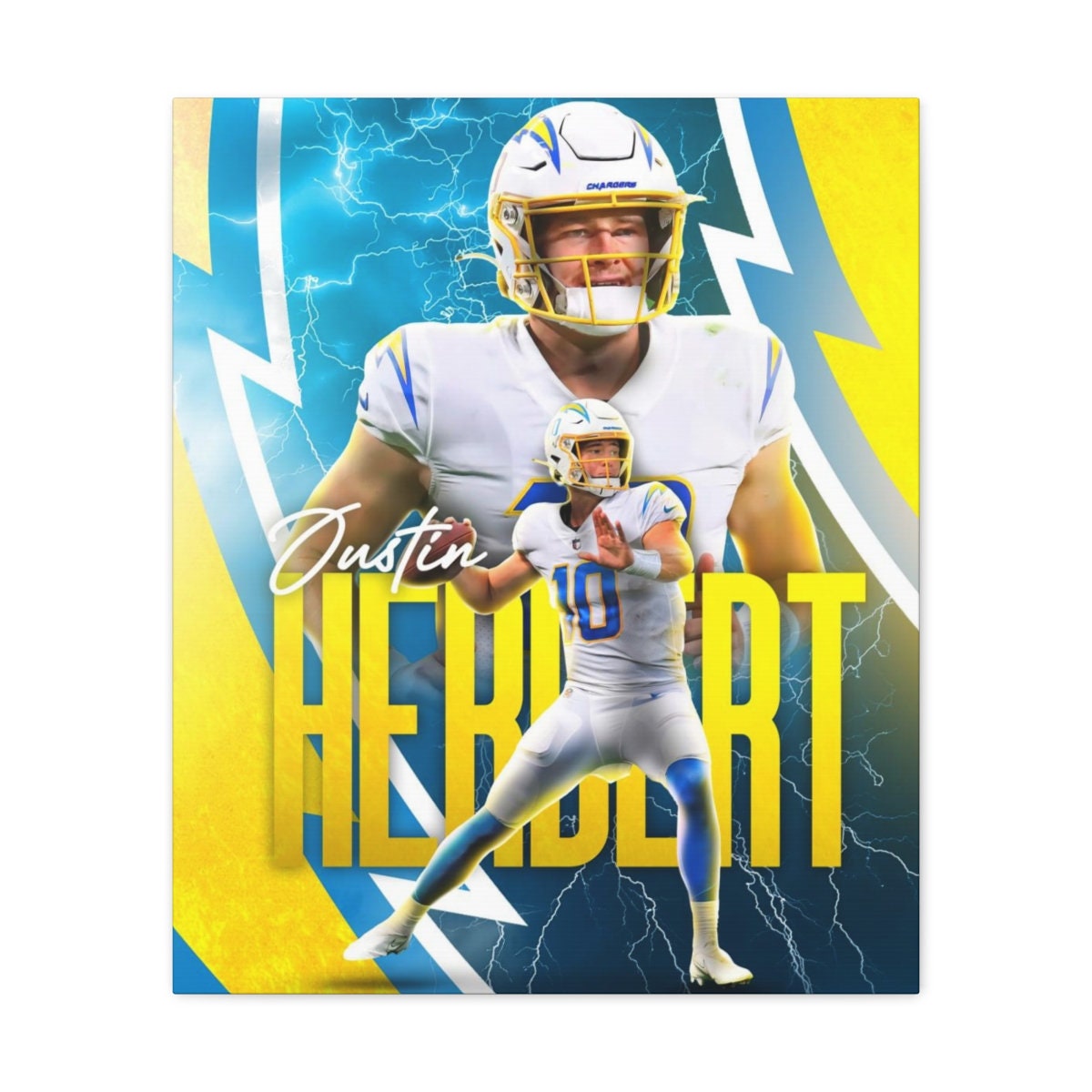 Justin Herbert Poster: Los Angeles Chargers NFL Art - Man Cave Decor - Etsy