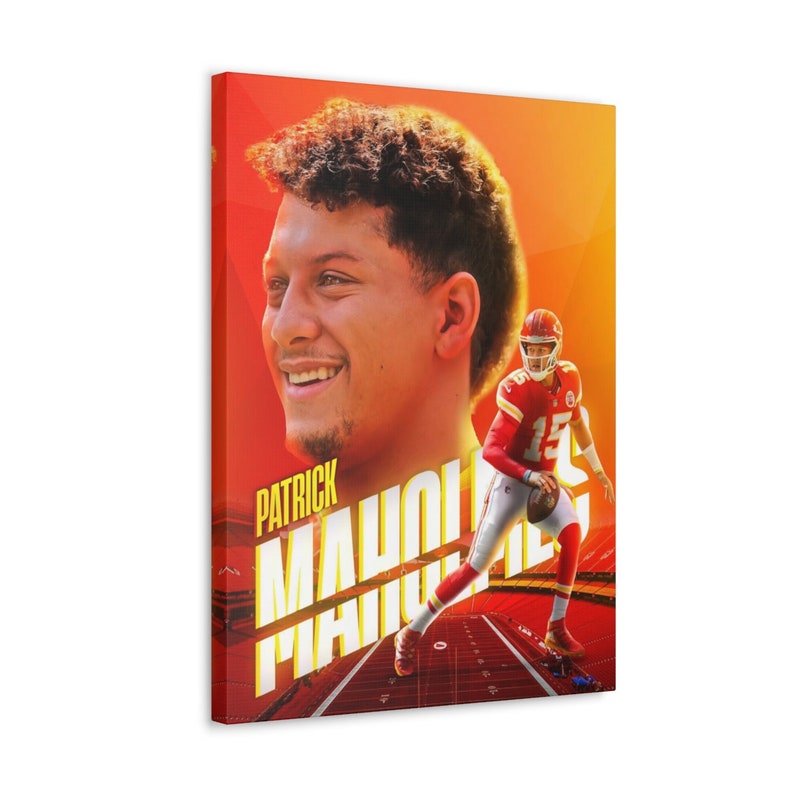 Patrick Mahomes Poster, Kansas City Chiefs, Canvas Wrap Wall Art, NFL ...