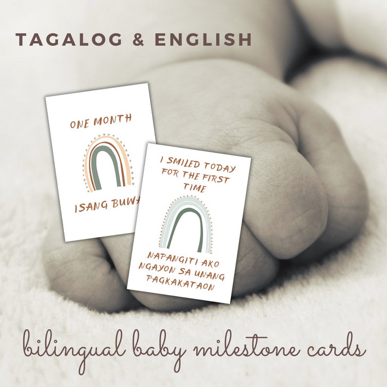 Tagalog & English Baby Milestone Cards - Rainbow Theme, Charming Set of ...