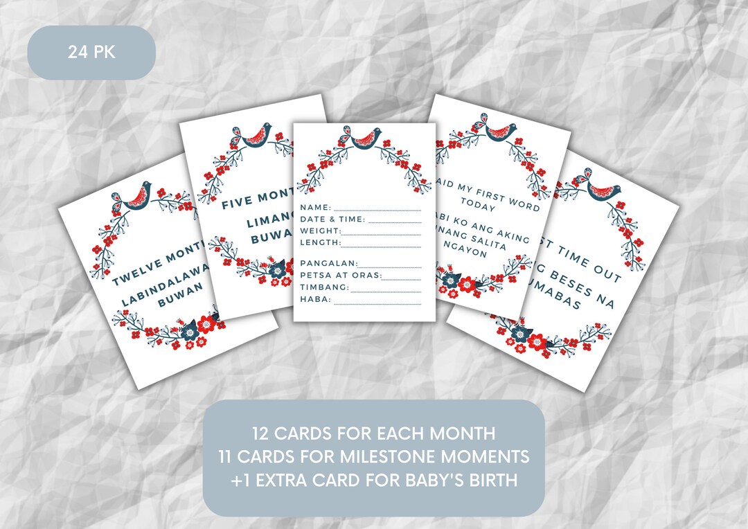 Tagalog & English Bilingual Baby Milestone Cards 24 Cards - Etsy