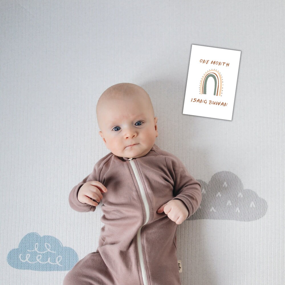 Tagalog & English Baby Milestone Cards - Rainbow Theme, Charming Set of ...