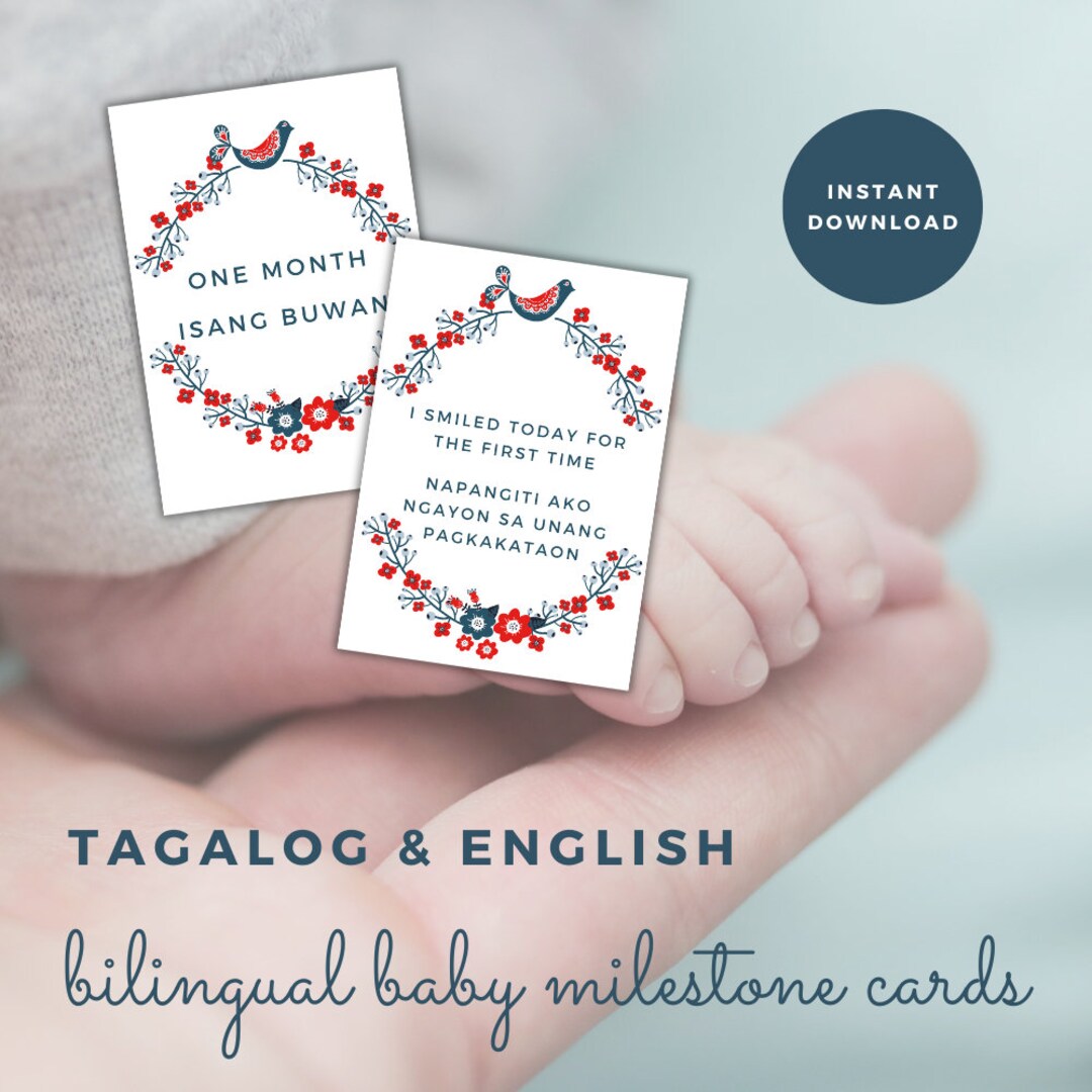 Tagalog & English Bilingual Baby Milestone Cards, 24 Cards, Photo Props ...