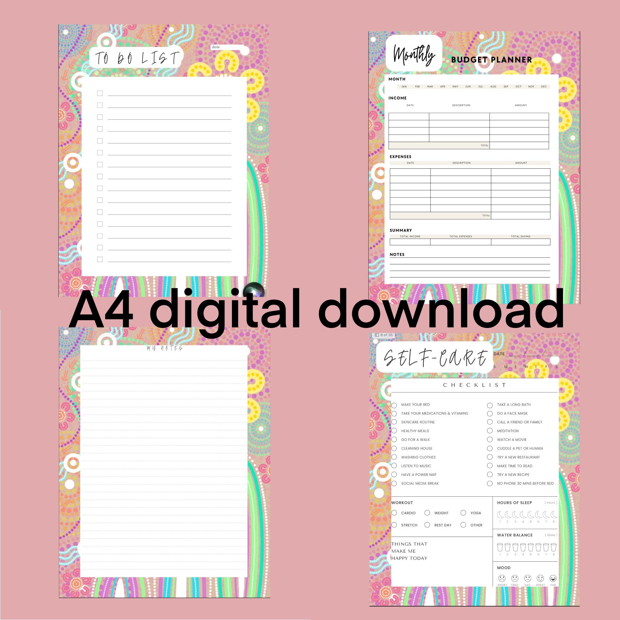 2024 Planner Spring in Australia Aboriginal Art Digital Download A4 ...