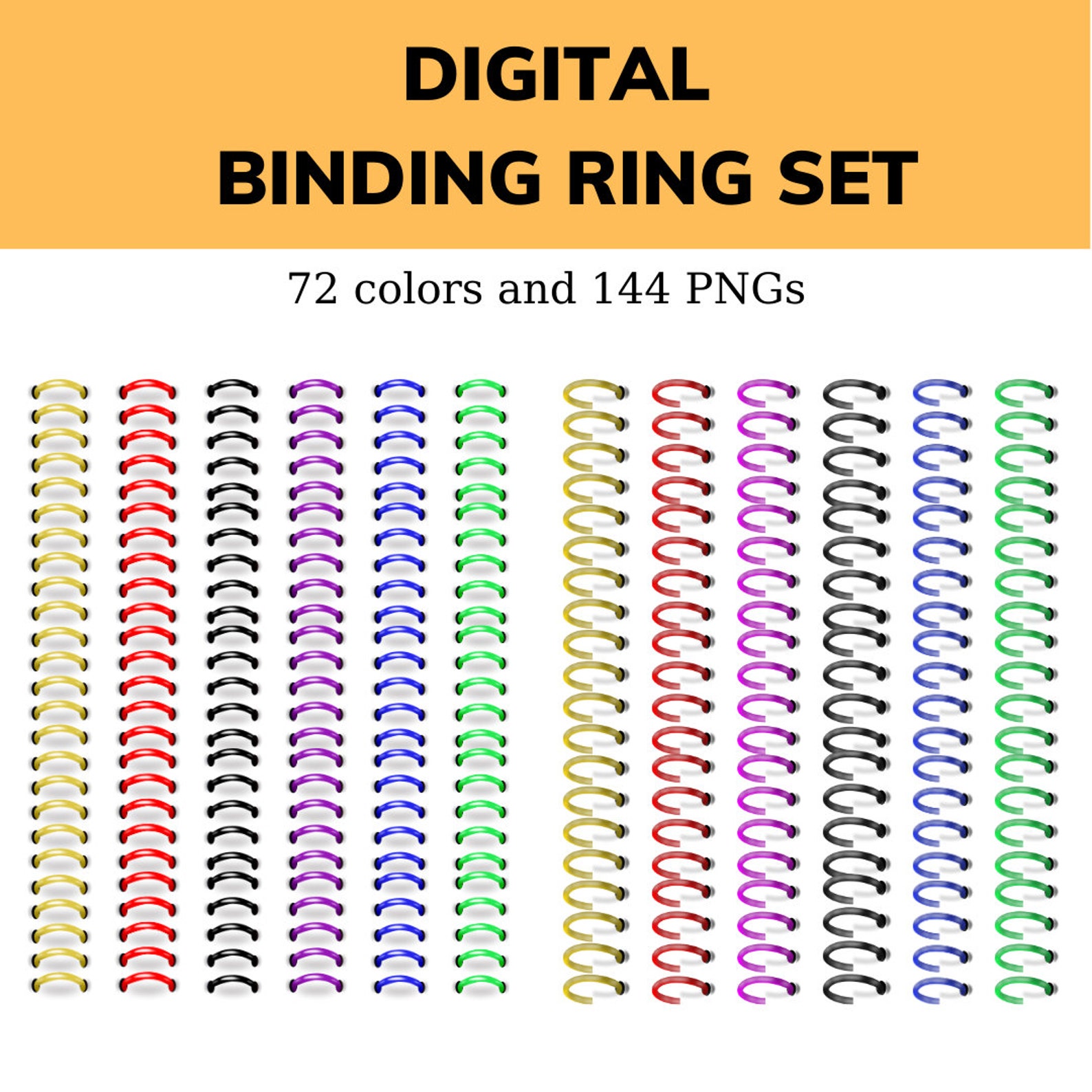 Metallic Digital Binder Rings PNG for Goodnotes, Planners (digital ...