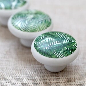 Palm Leaf Ceramic Knobs, Tropical Leaf Drawer Knobs, Nursery Knobs ...