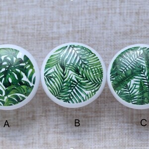 Palm Leaf Ceramic Knobs, Tropical Leaf Drawer Knobs, Nursery Knobs ...