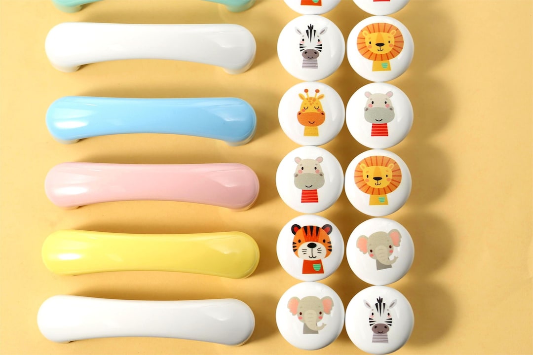 Safari Animals Drawer Knobs, Jungle Animal Ceramics Drawer Handles,lion Nursery Knobs,cabinet ...