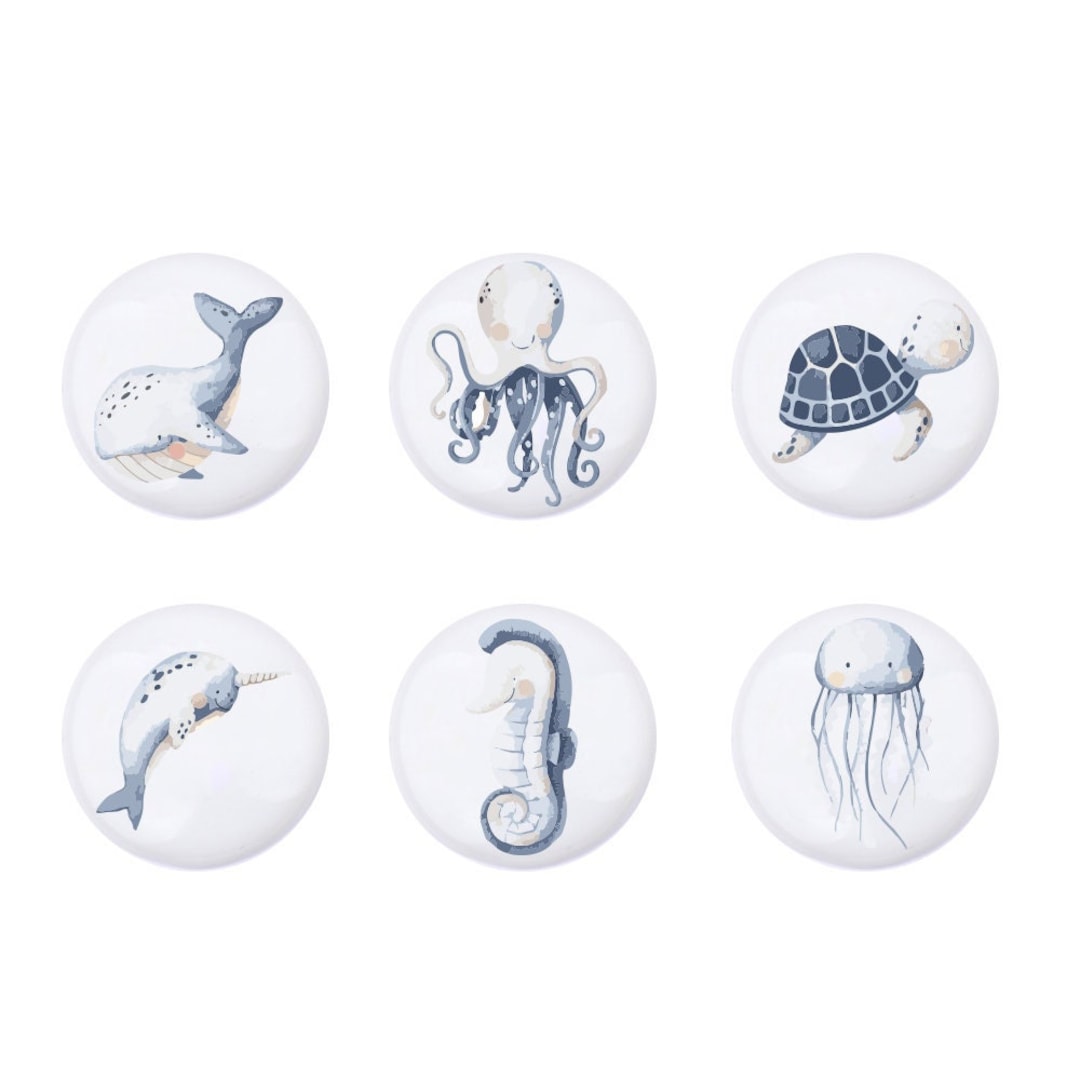 Blue Ocean Theme Nursery Room Drawer Handles, Mermaid Drawer Knobs, Sea ...