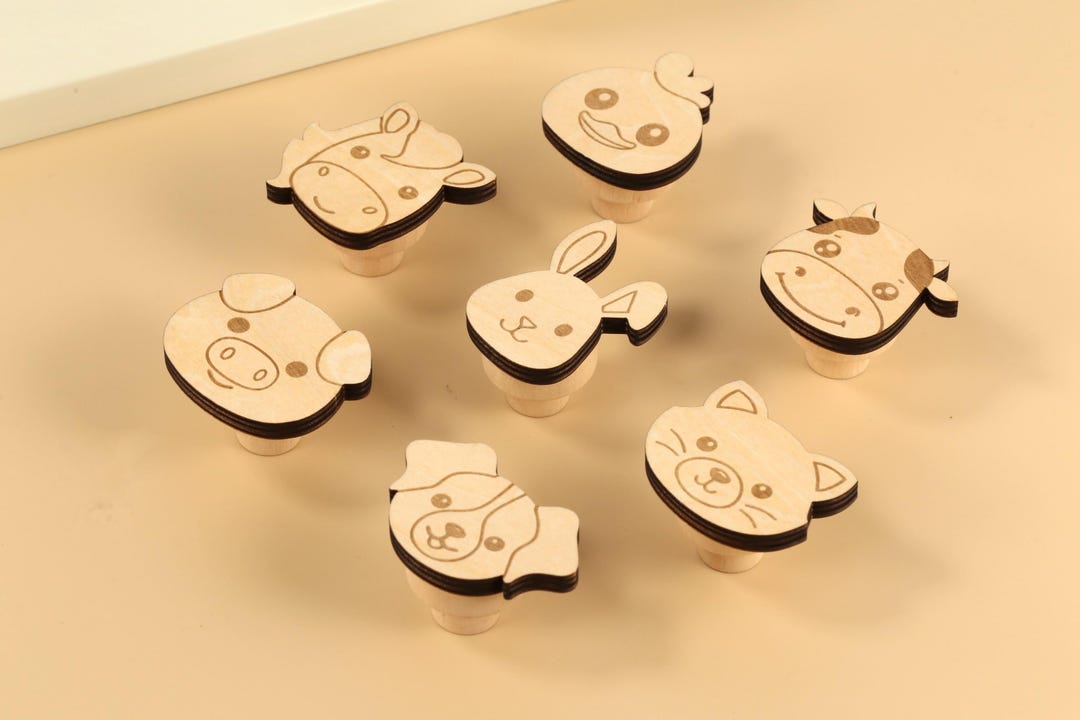 Cute Animals Drawer Knobs Pull Rabbit Boho Wood Nursery Cabinet Handle ...