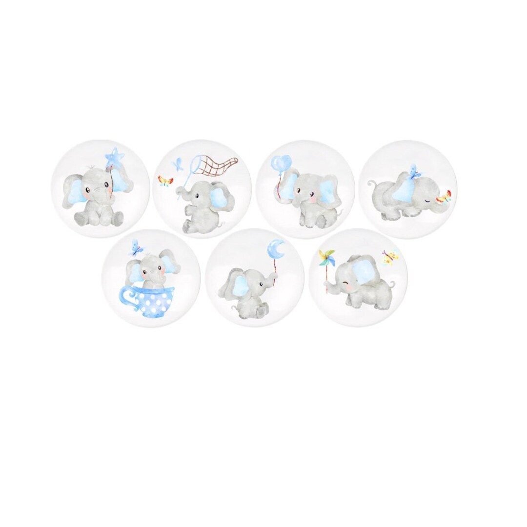 Blue Baby Elephant Drawer Knobs, Baby Nursery Room Drawer Handles ...