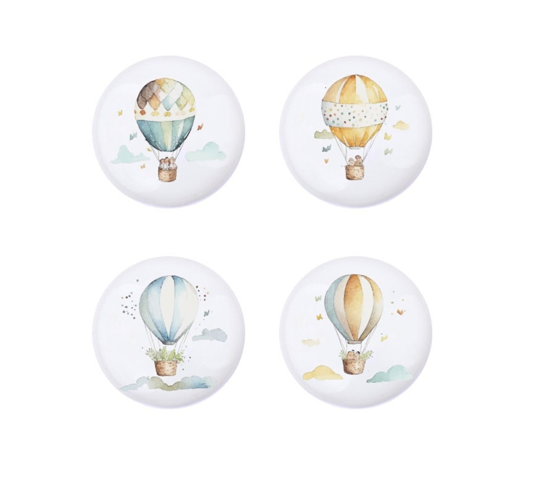 Hot Air Balloon Drawer Knobs, Neutral Baby Nursery Room Drawer Handles, Nursery Cabinet Knobs ...