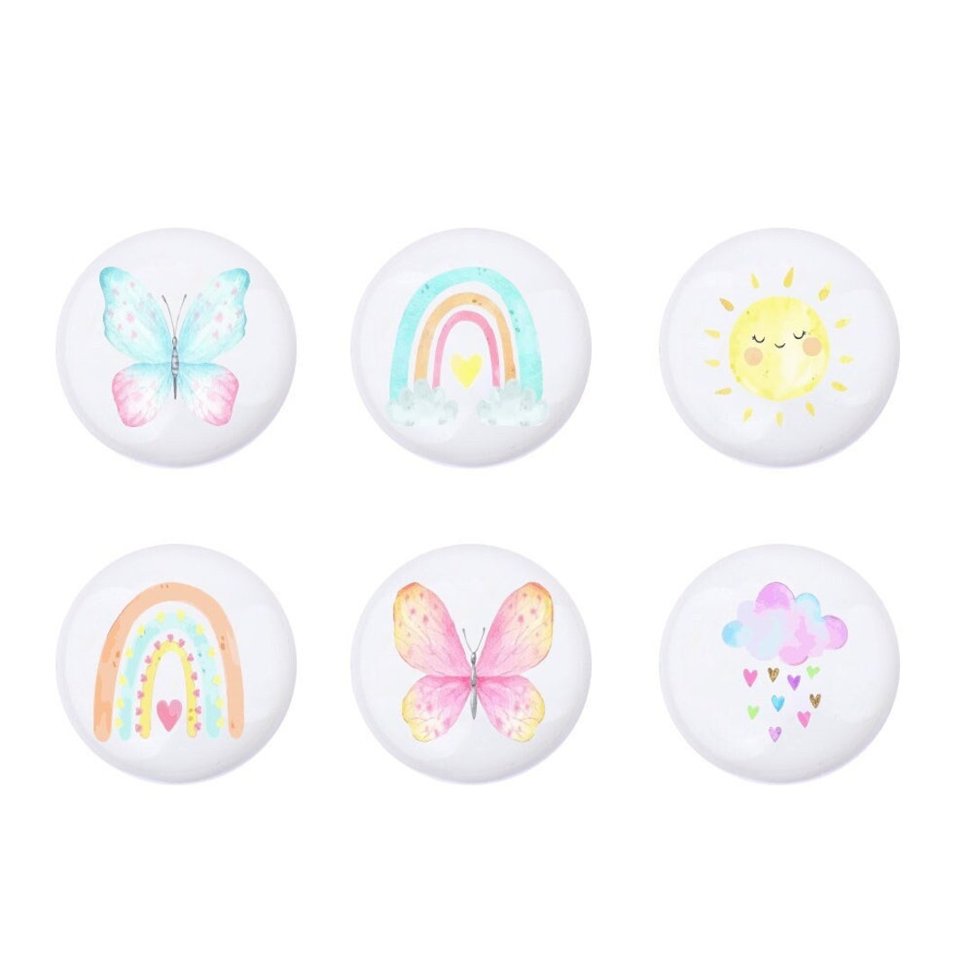 Boho Rainbow Drawer Knobs, Childrens Drawer Knobs,pink Butterfly ...