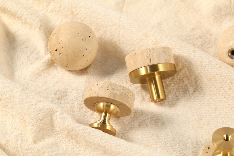 Poignées de boutons de tiroir de base en laiton travertin, poignée de ...