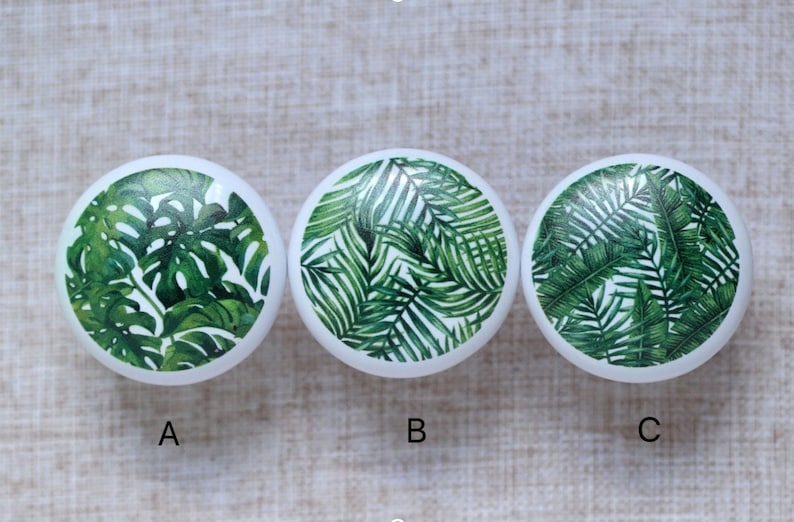 Palm Leaf Ceramic Knobs Tropical Leaf Drawer Knobs Nursery - Etsy