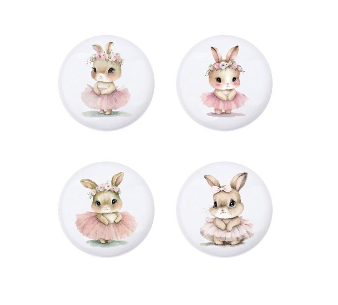Ballet Rabbit Drawer Handle Knobs, Flowers Rabbit Ceramics Drawer Knob ...