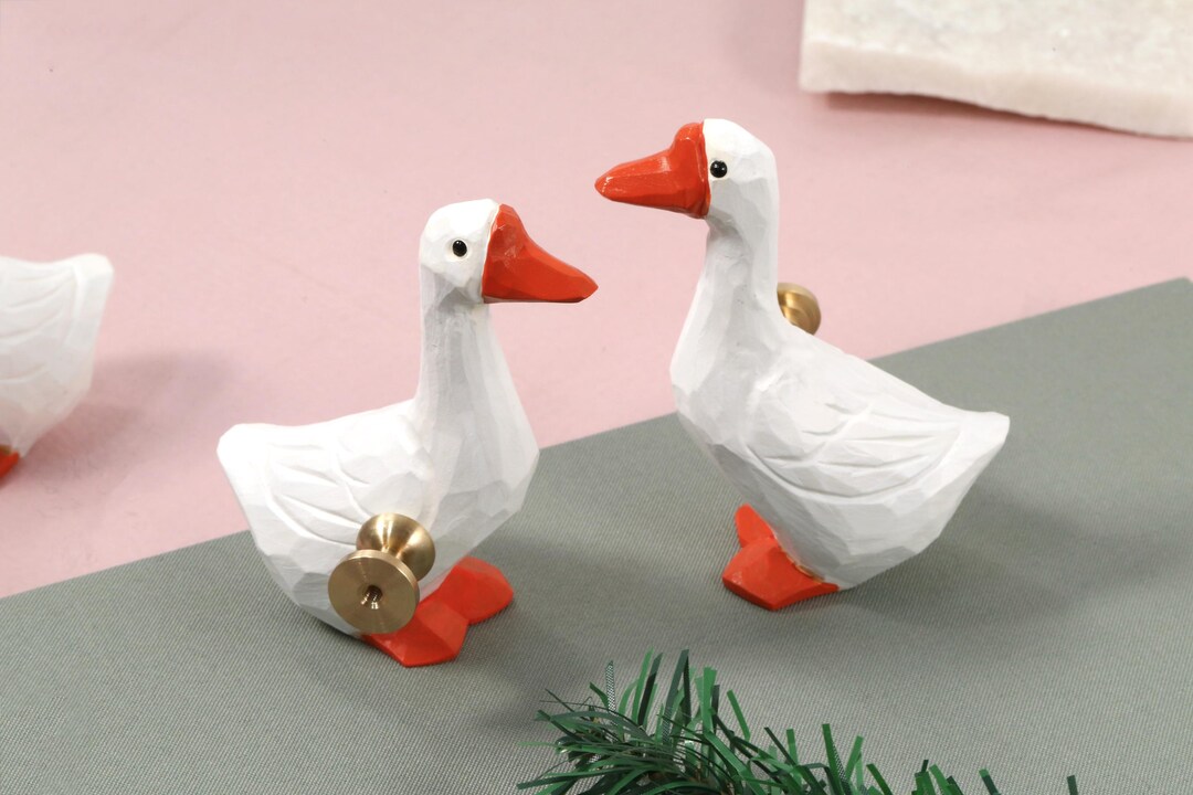 Cute White Goose Cabinet Knobs Animals Wood Nursery Drawer Dresser ...