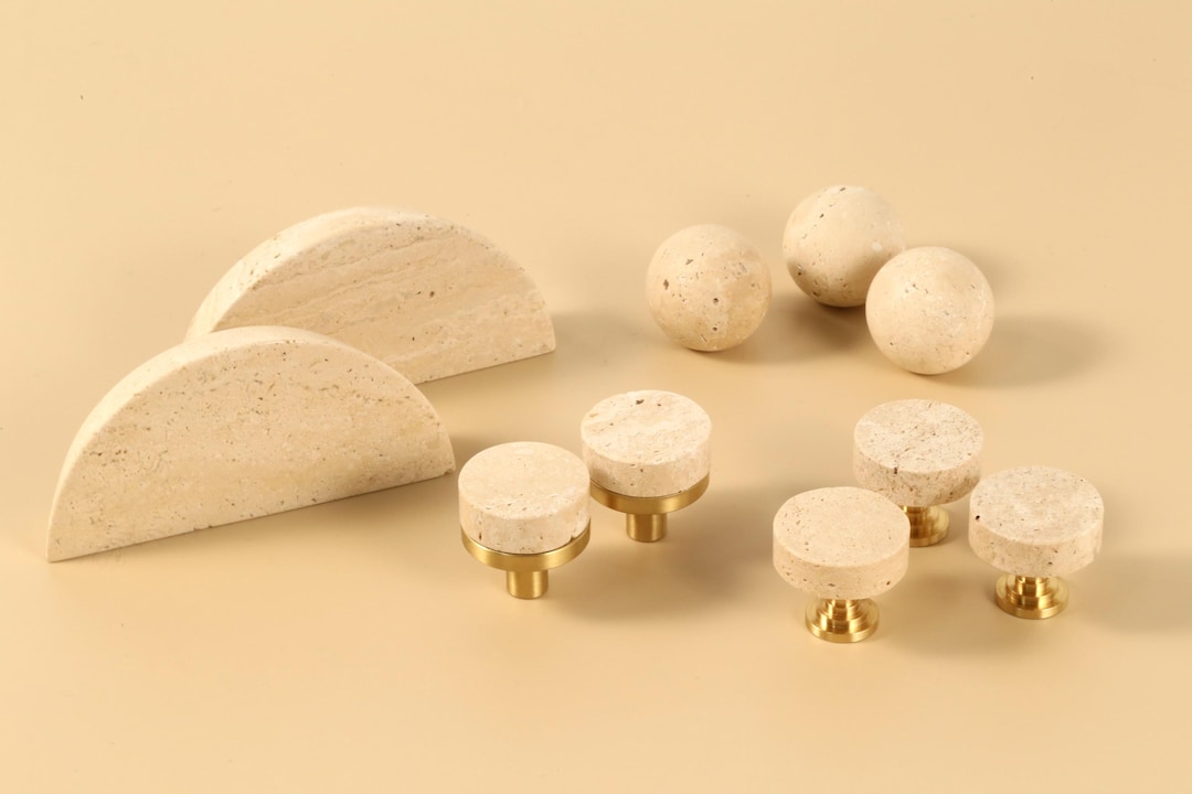Poignées de boutons de tiroir de base en laiton travertin, poignée de ...