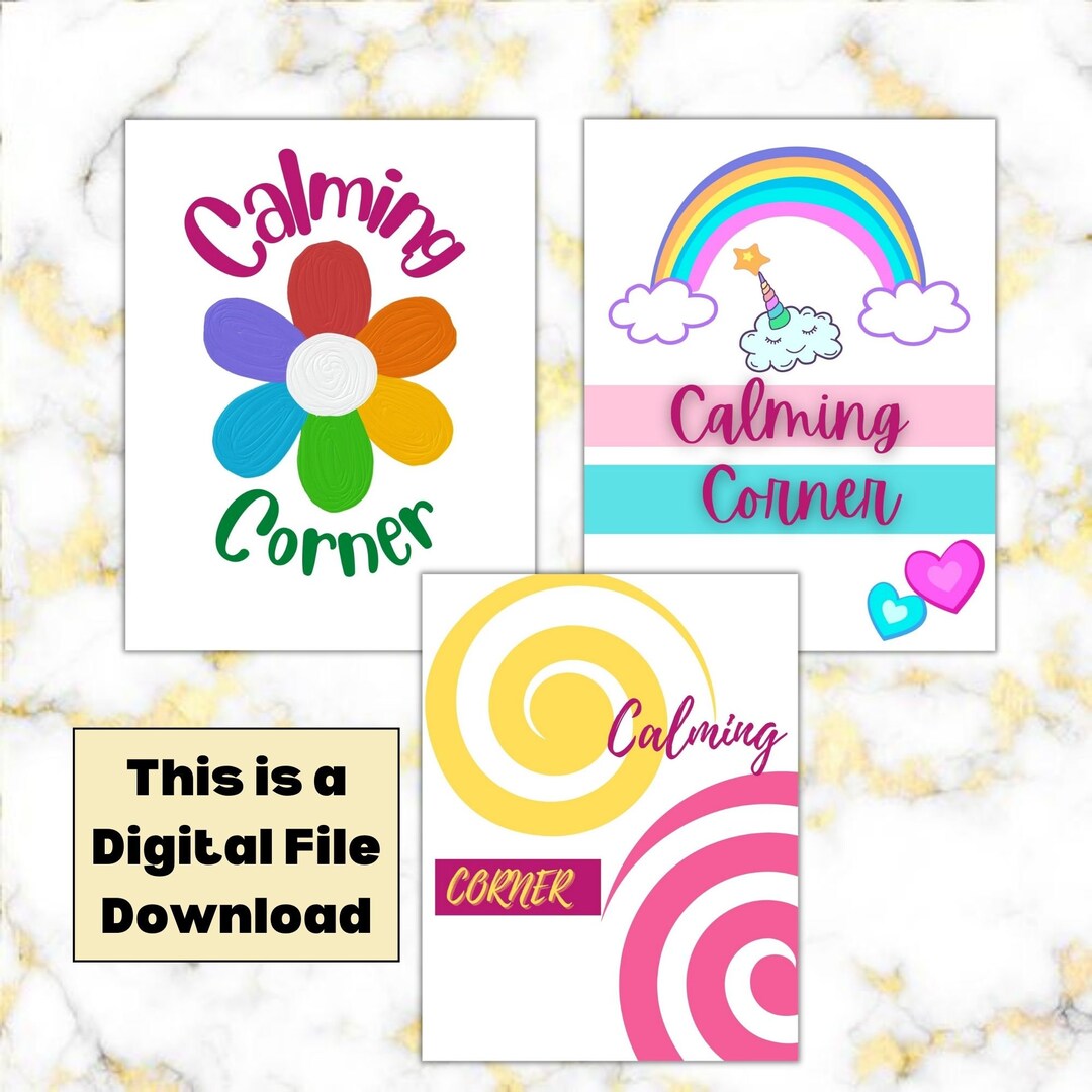 Calming Corner Kids Posters Sign Kit 6 Style of Calming - Etsy