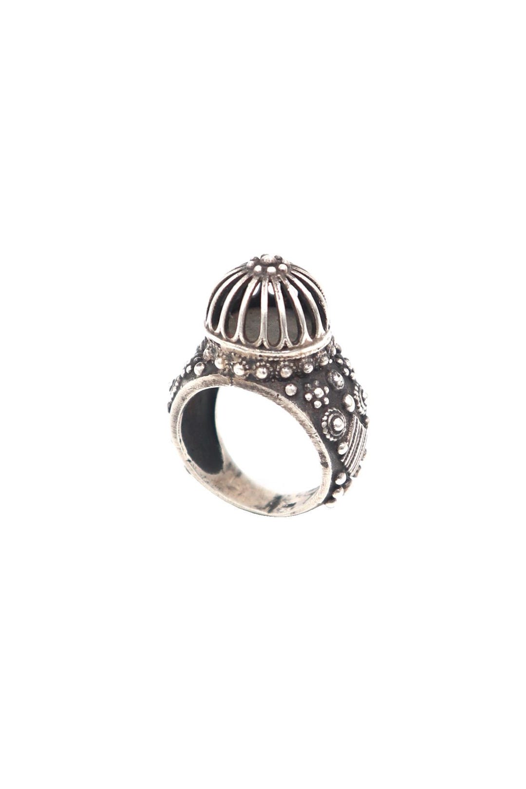 Vintage Sterling Silver Poison Ring – Ornate Dome Cage Design, Gothic ...