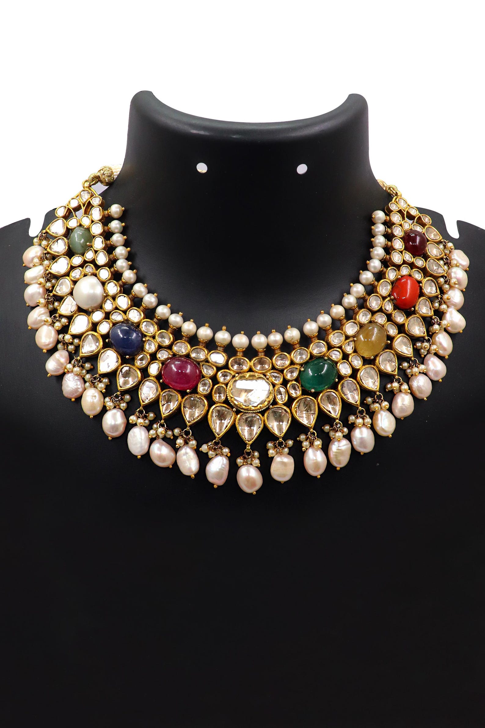 Traditional Pure Gold Navratna Necklace Set Necklace ,real Navratna ...