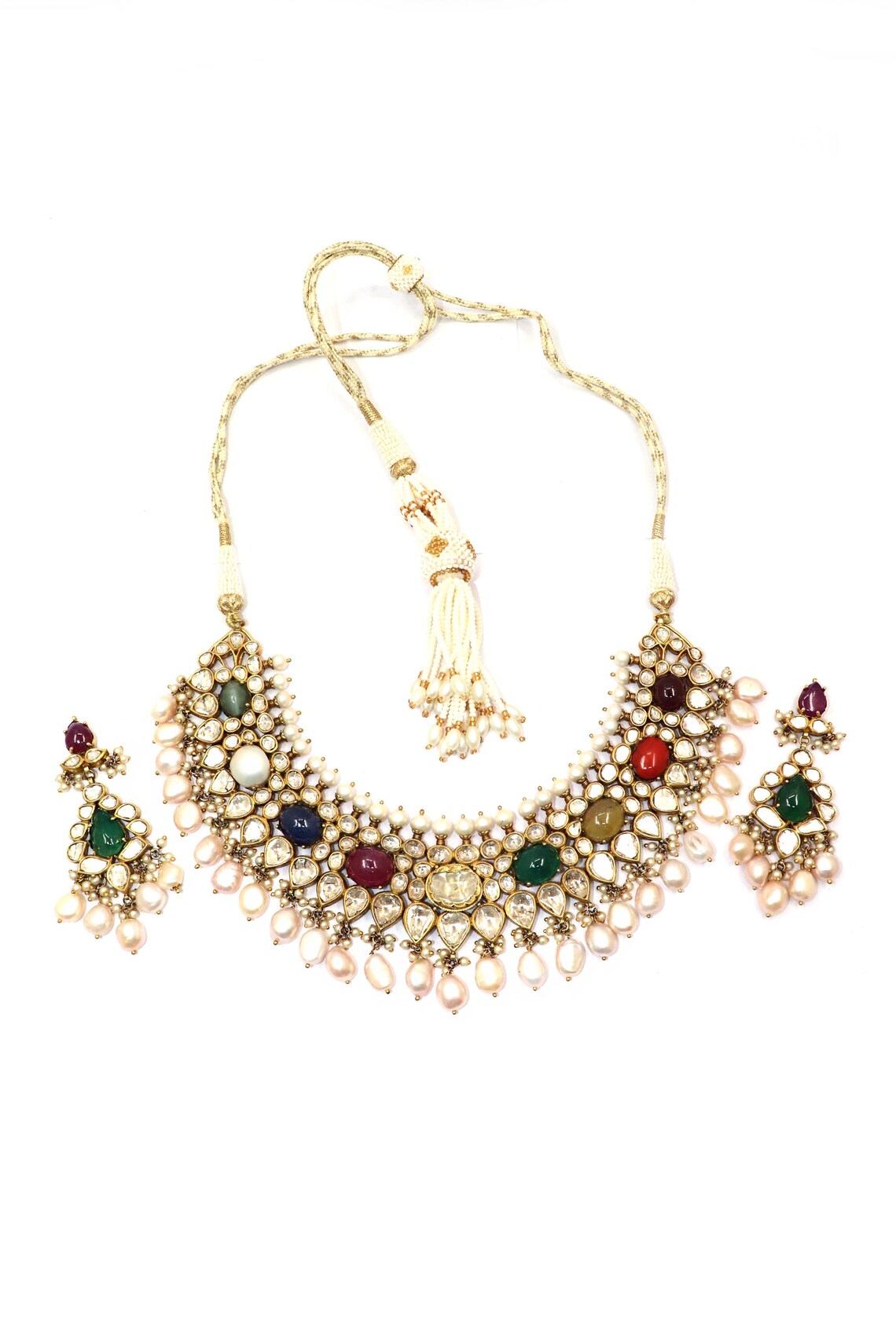 Traditional Pure Gold Navratna Necklace Set Necklace ,real Navratna ...