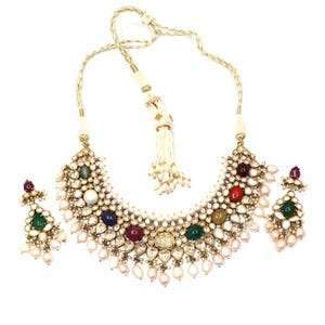 Traditional Pure Gold Navratna Necklace Set Necklace ,real Navratna ...
