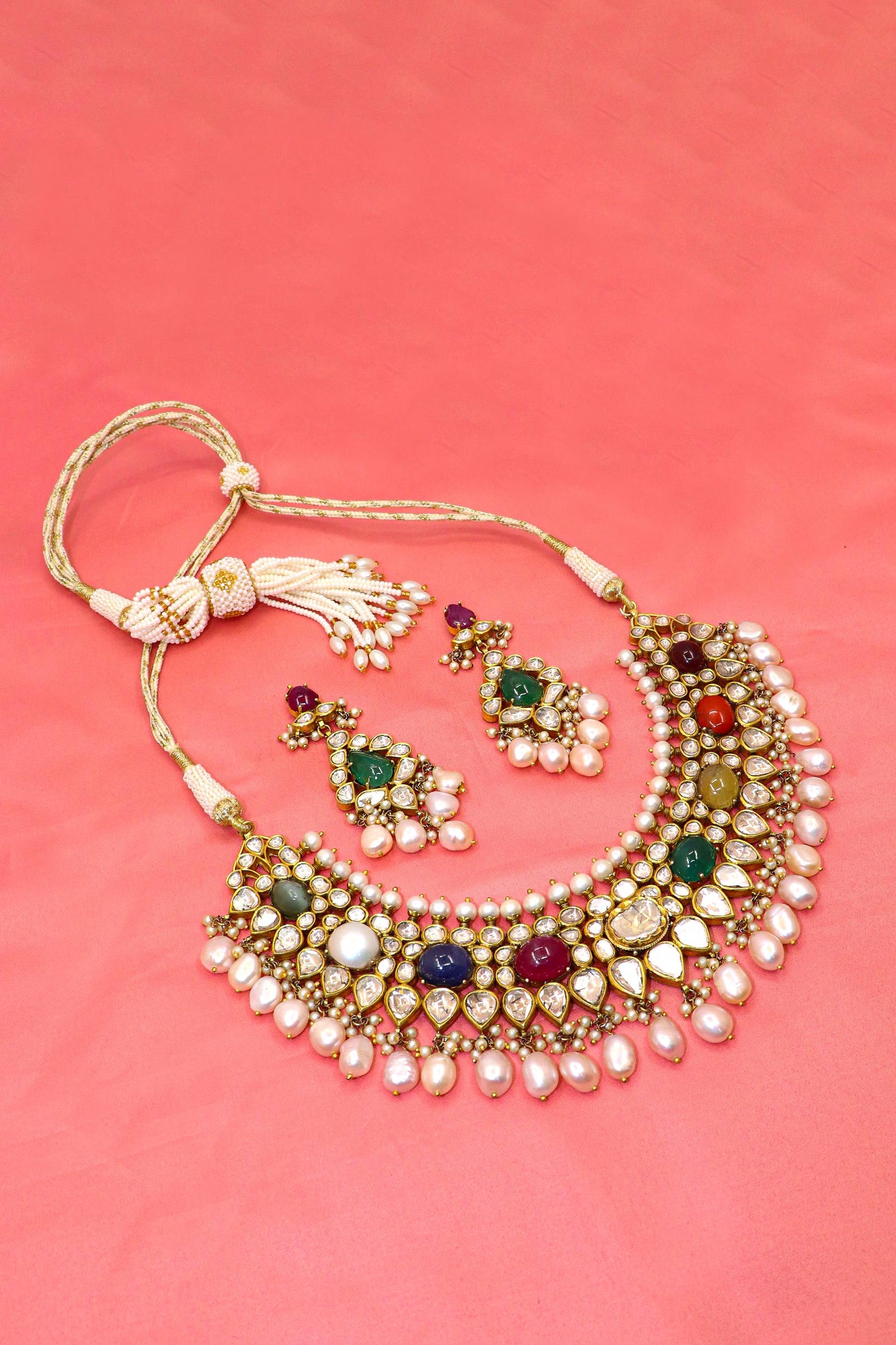 Traditional Pure Gold Navratna Necklace Set Necklace ,real Navratna ...