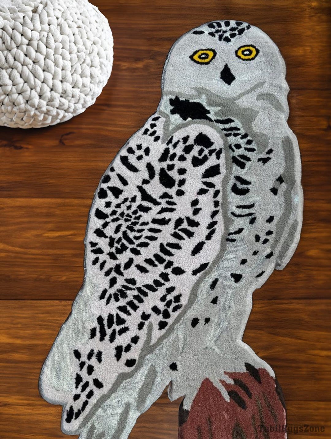 Grey Owl Rug, Handmade Tufted Bird Shaped Wool Rug for Kids Room ...