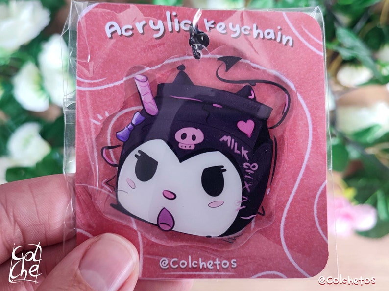Kuromi Milk Brick Keychain Epoxy - Cute Kuromi | Kawaii Kuromie Keyring ...