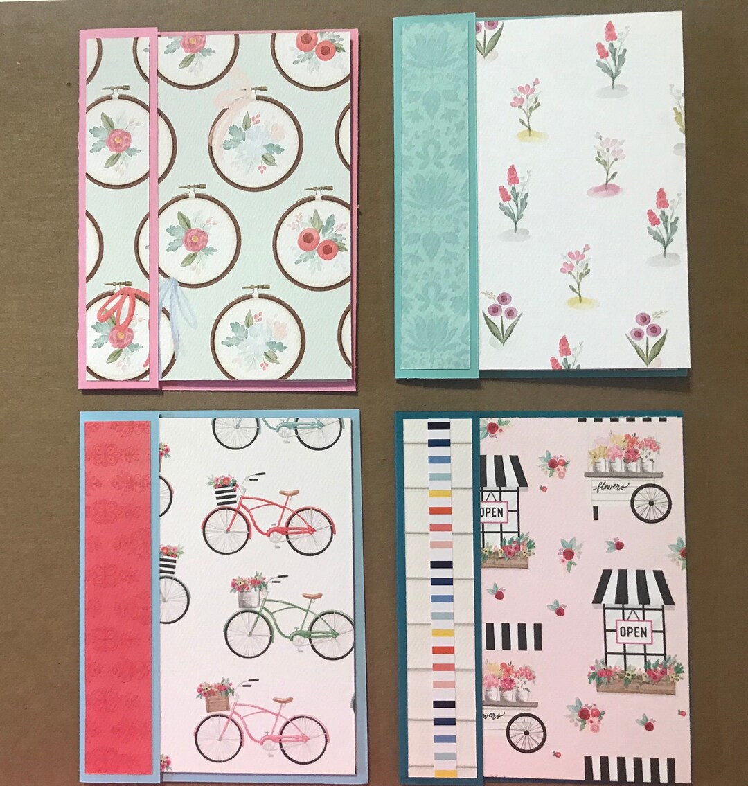 Bicycles and Flower Carts Card Set (4) - Etsy