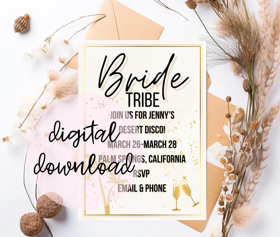 Bride Tribe Desert Disco Invitation (INSTANT DOWNLOAD) - Etsy