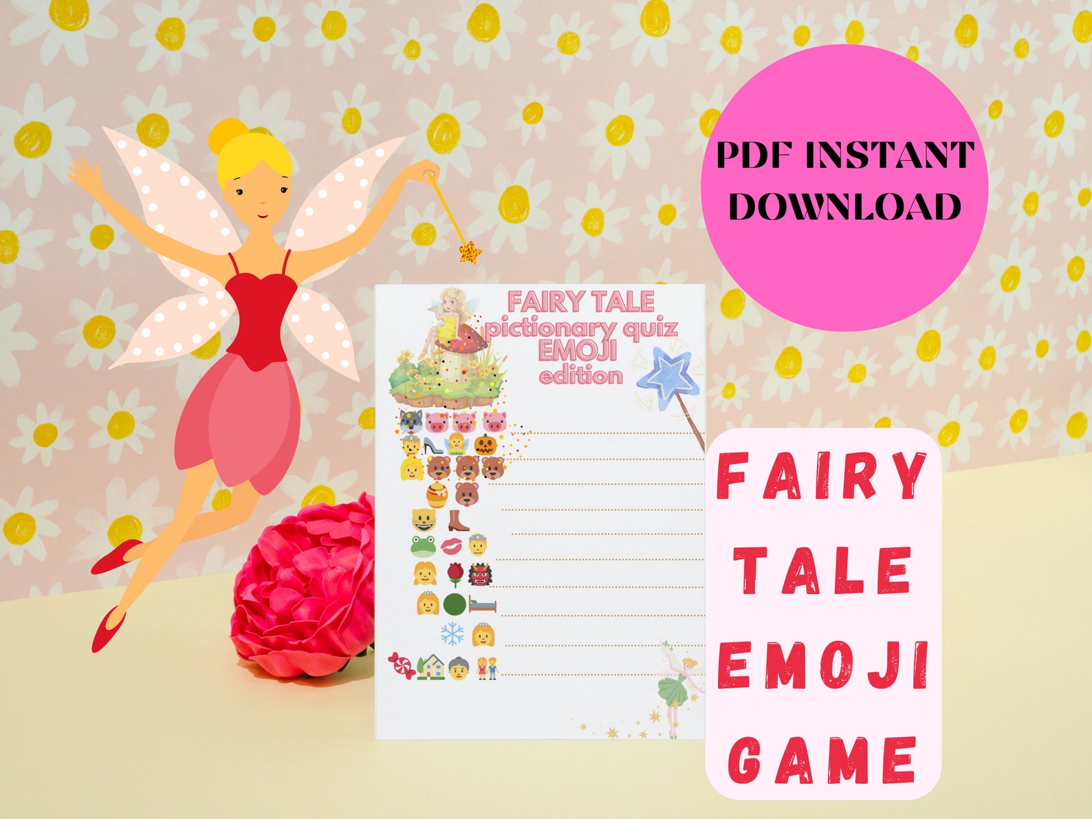 FAIRY TALE Emoji Guess the Fairy Tale Game Pictionary Family - Etsy