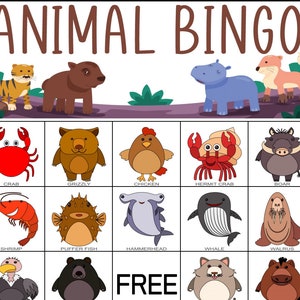 Instant Download: 50 Printable Animal Bingo Cards for Endless Fun ...