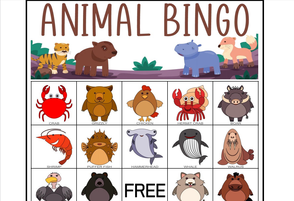 Instant Download: 50 Printable Animal Bingo Cards for Endless Fun ...