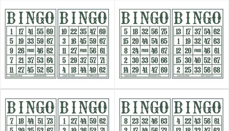 1200 Printable Bingo Cards, 2 per Page, Large, Activities for Seniors ...