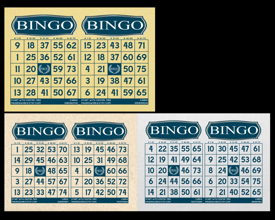 1200 Bingo Cards Navy Blue Color Vintage Theme PDF Instant Printable ...