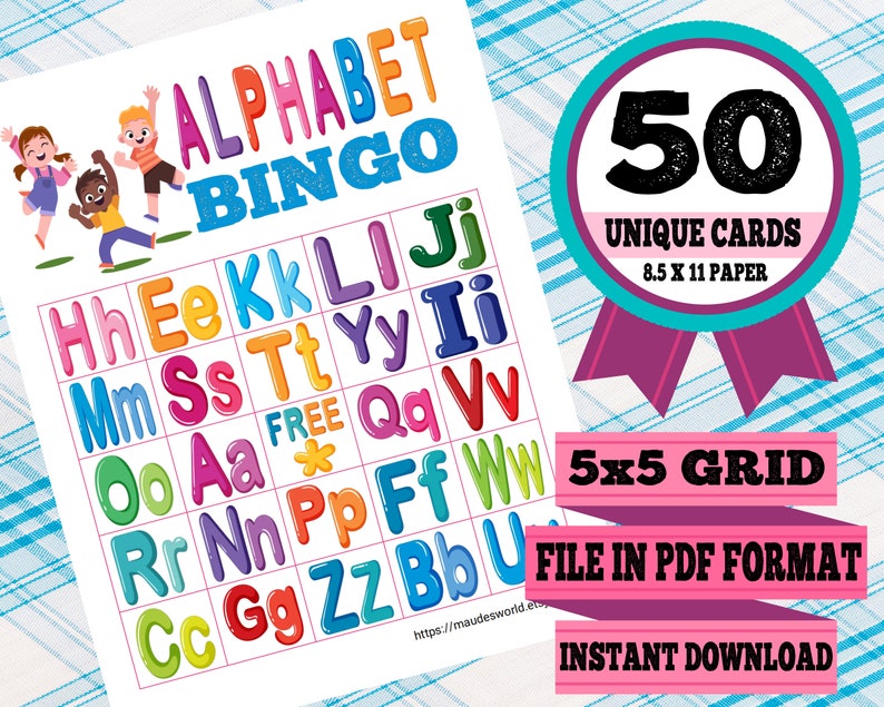 Big and Small Letters Alphabet Printable Bingo Cards (50 Different ...