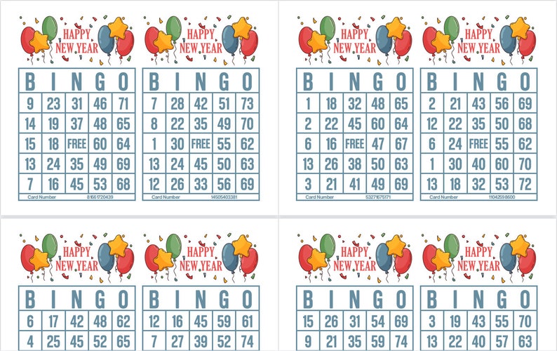1200 Printable Bingo Cards, 2 per Page, Large, Birthday Bingo Game ...