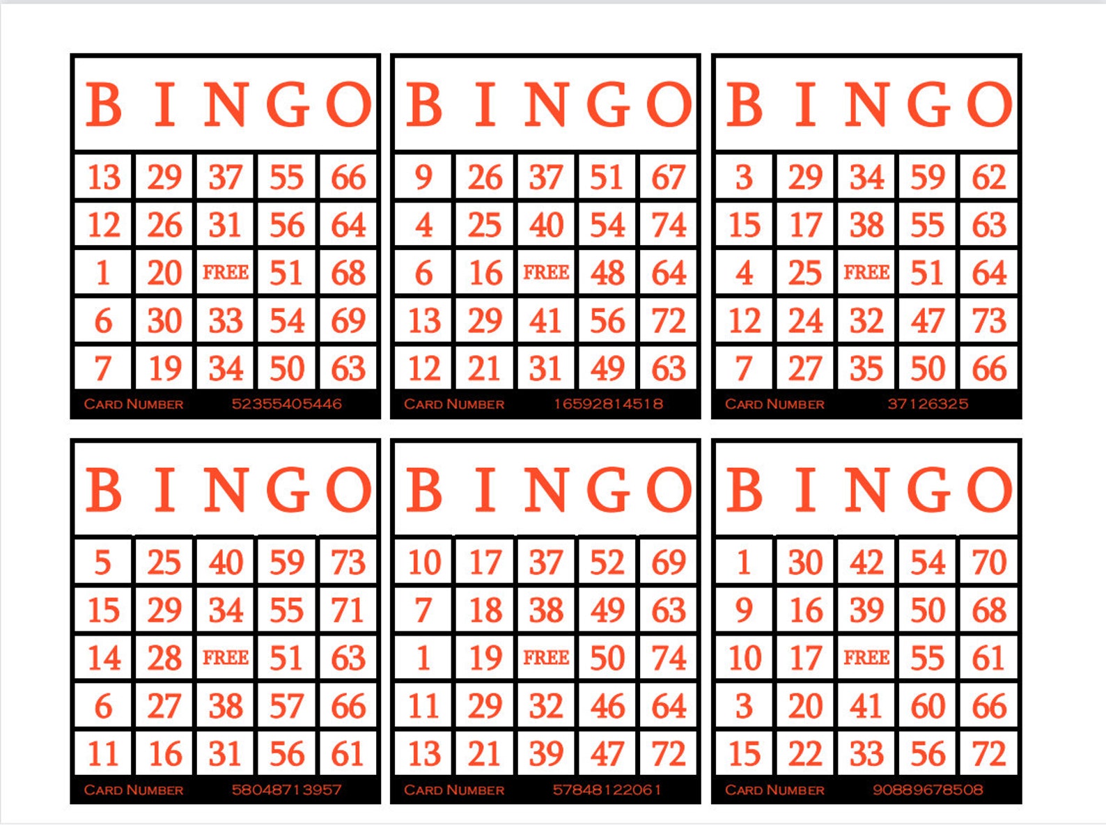 3600 Printable Bingo Cards, 6 per Page, Large, Activities for Seniors ...