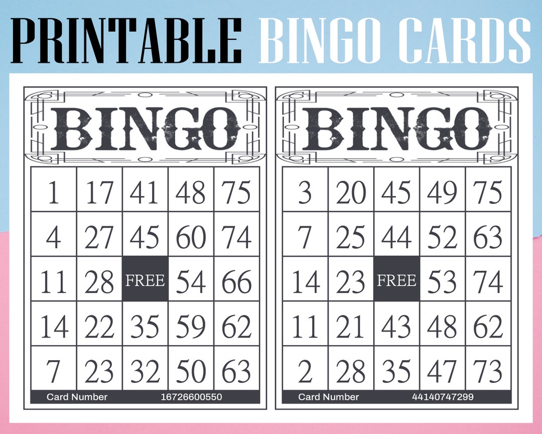 75 Balls Classic Bingo Card Printable Instant Download 1200 Cards per ...