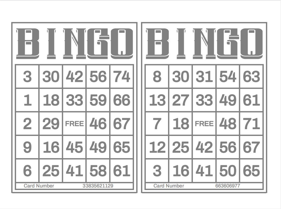 1200 Printable Bingo Cards, 2 per Page, Large, Activities for Seniors ...