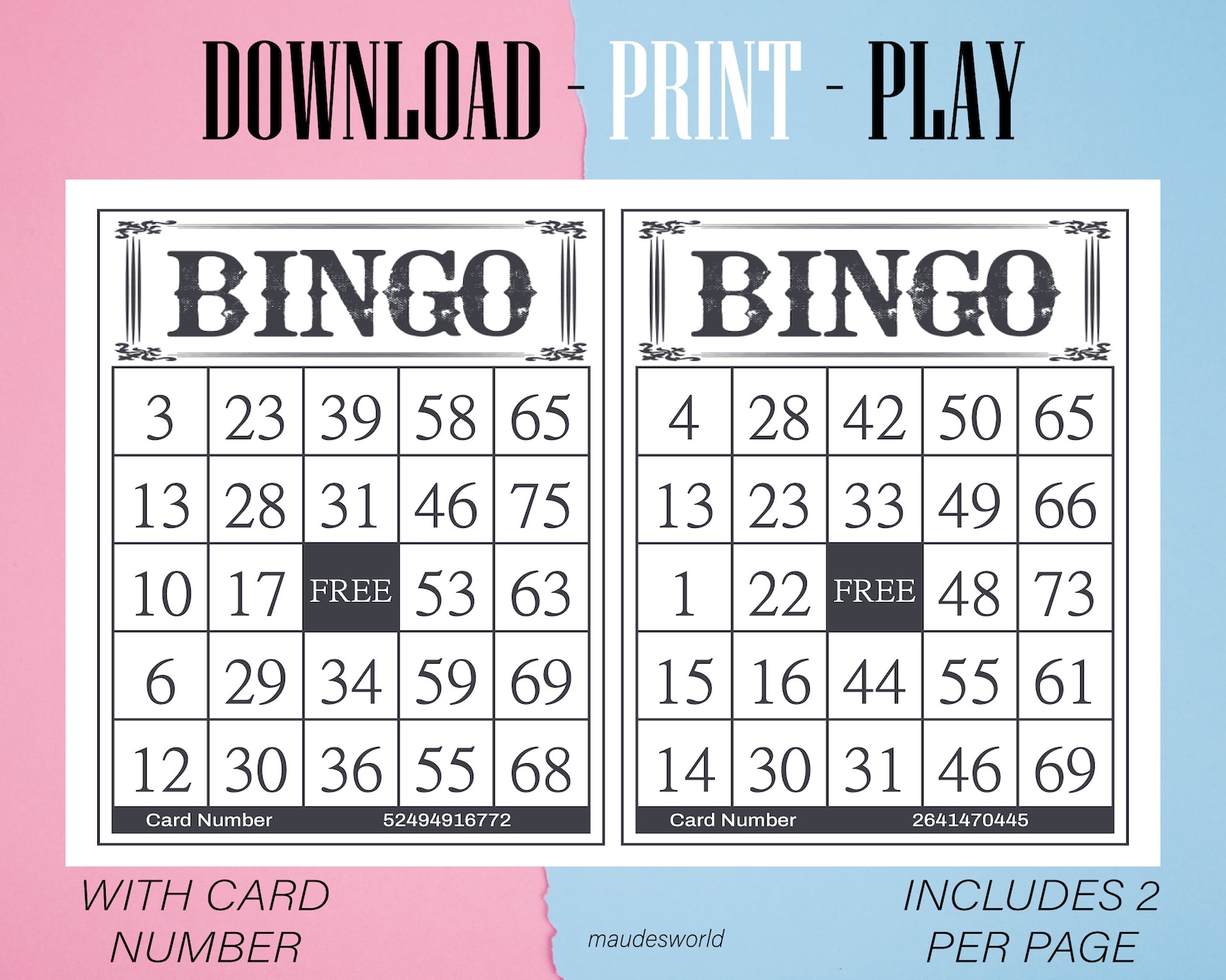 Printable Classic Bingo Card - Instant Download - Perfect for Parties ...
