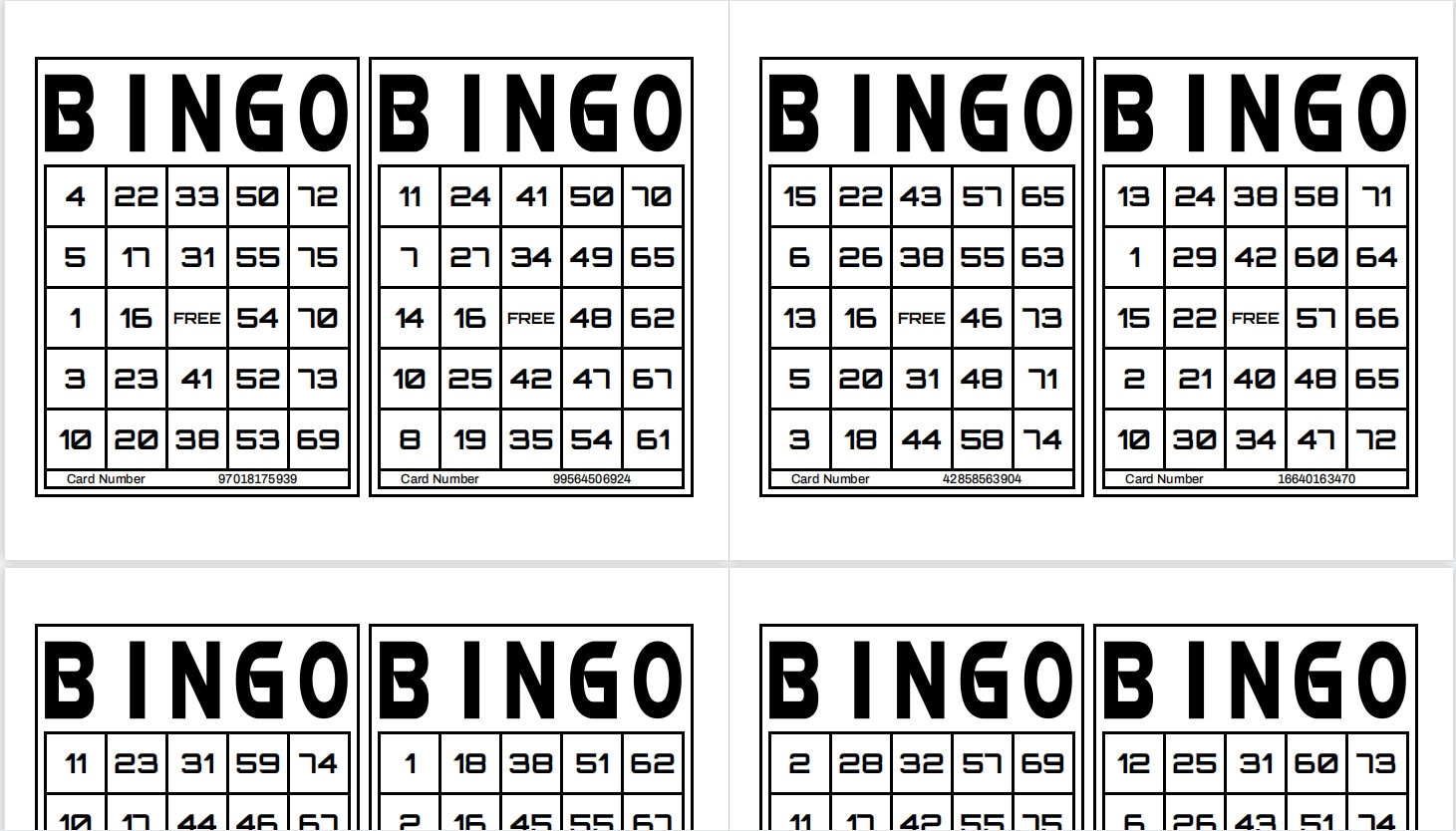 1200 Printable Bingo Cards, 2 per Page, Large, Activities for Seniors ...
