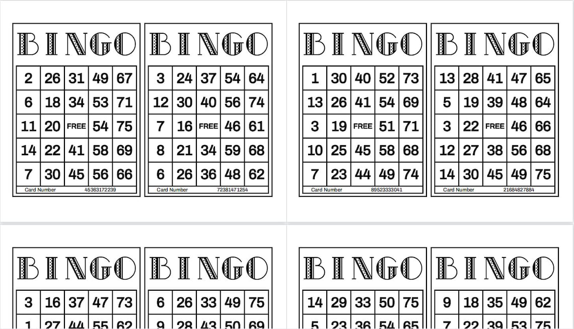 1200 Printable Bingo Cards 2 per Page Large Activities for - Etsy