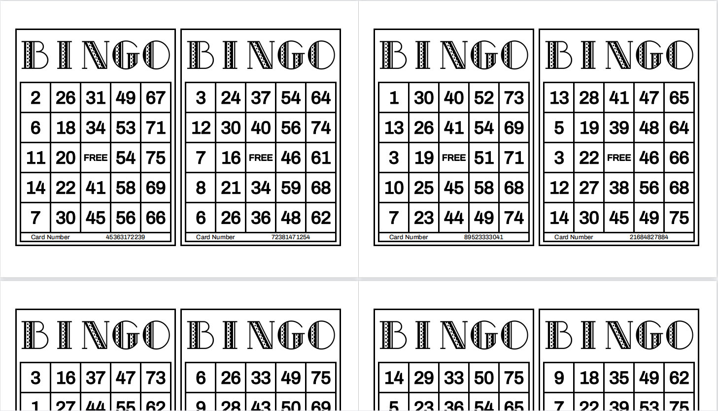 1200 Printable Bingo Cards, 2 per Page, Large, Activities for Seniors ...